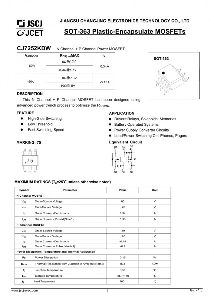 CJ7252KDW datasheet page 1