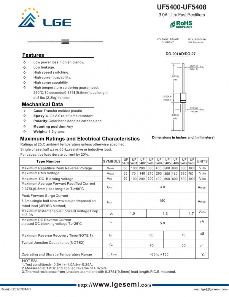 LGE UF5407 datasheet page 1