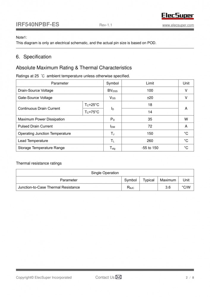 IRF540NPBF-ES datasheet page 2