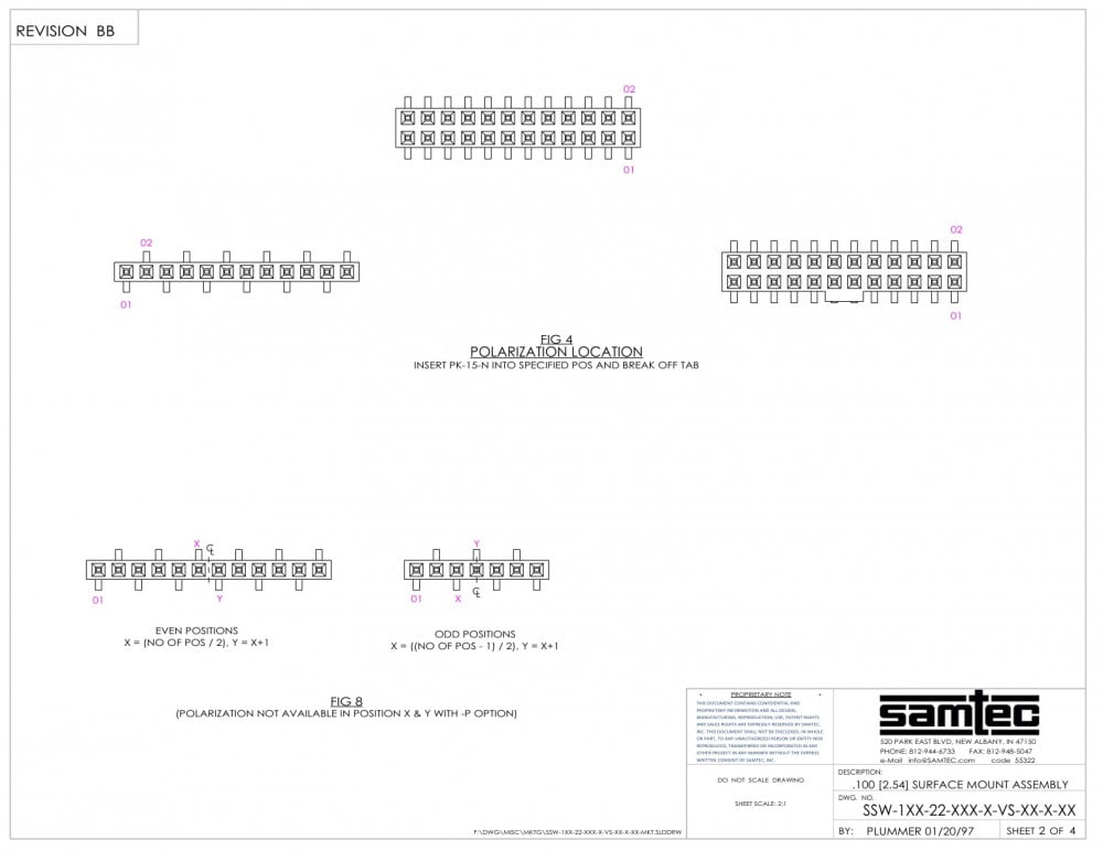 Samtec SSW series drawing sheet 2
