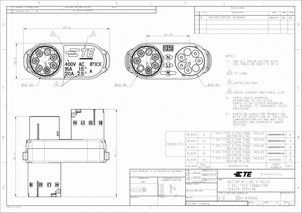 TE Connectivity 1879999-1 drawing page 1