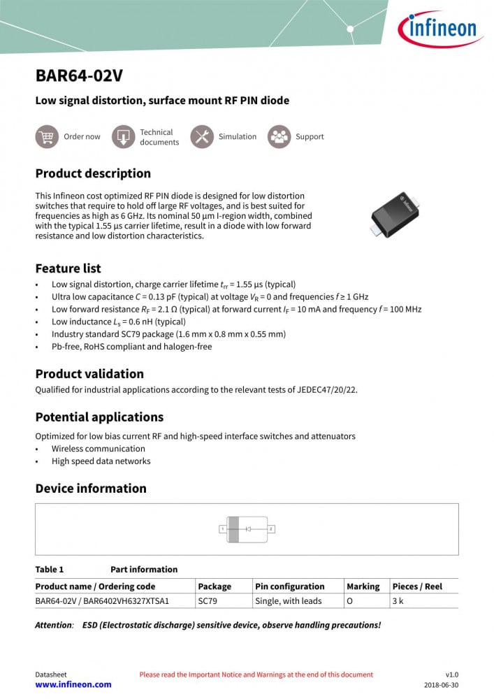 BAR64-02VH6327 datasheet page 1