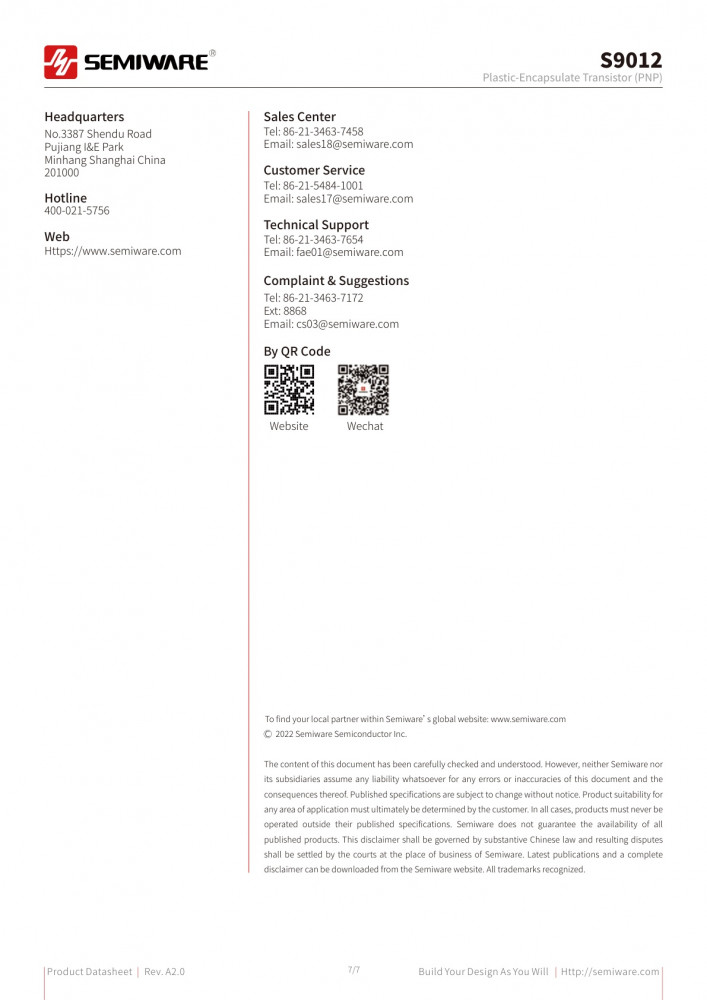 SEMIWARE S9012 datasheet page 7