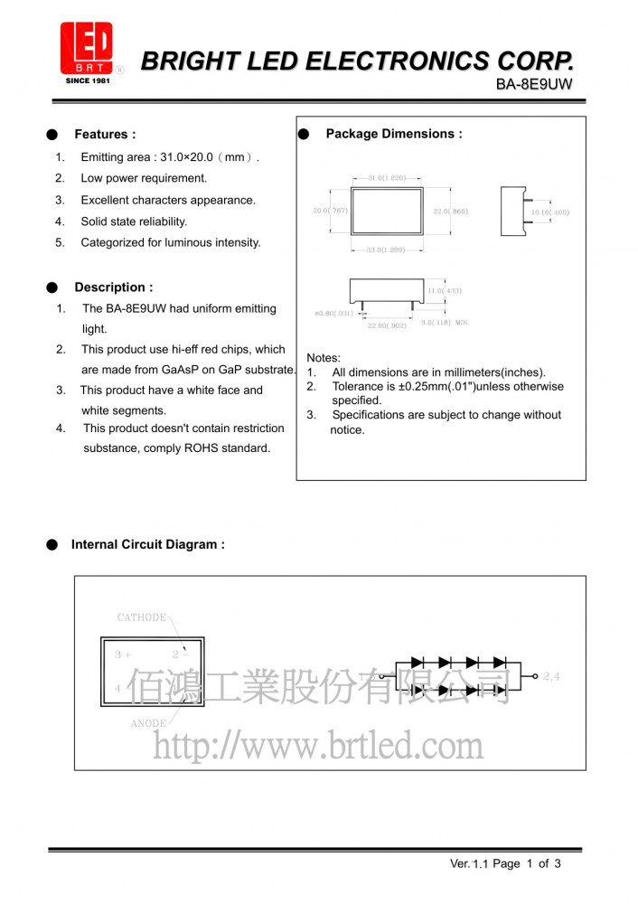 BA-8E9UW technical document page 1