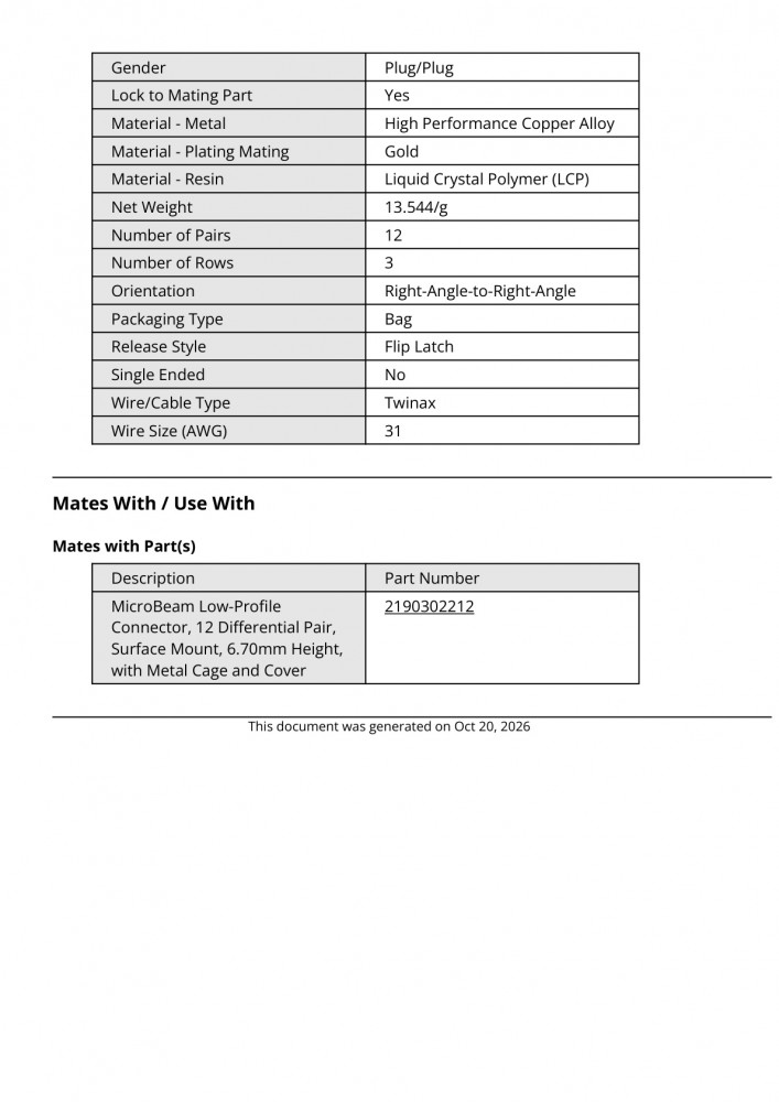 Technical document image 3 for MOLEX 2216350250
