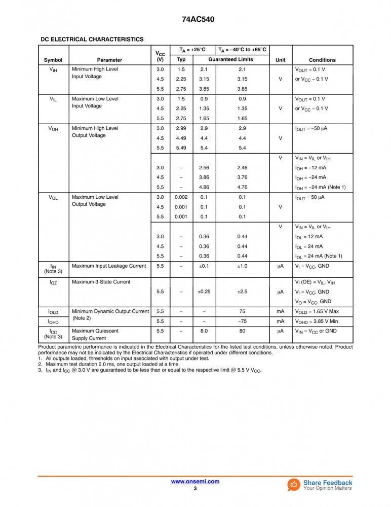 74AC540 datasheet page 3