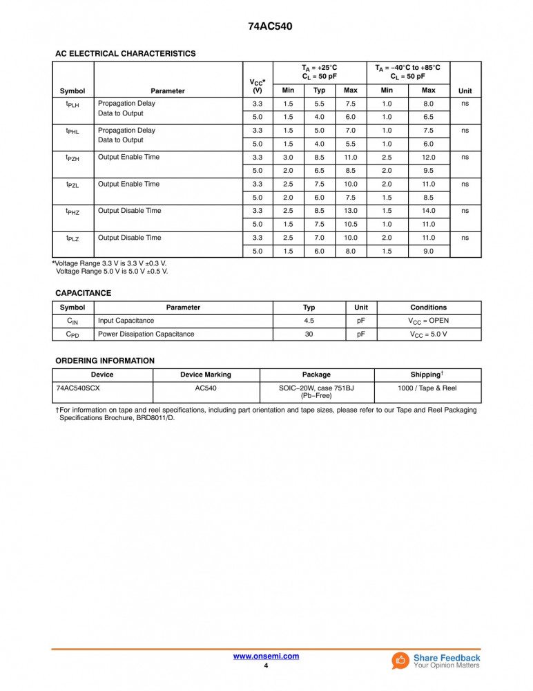 74AC540 datasheet page 4