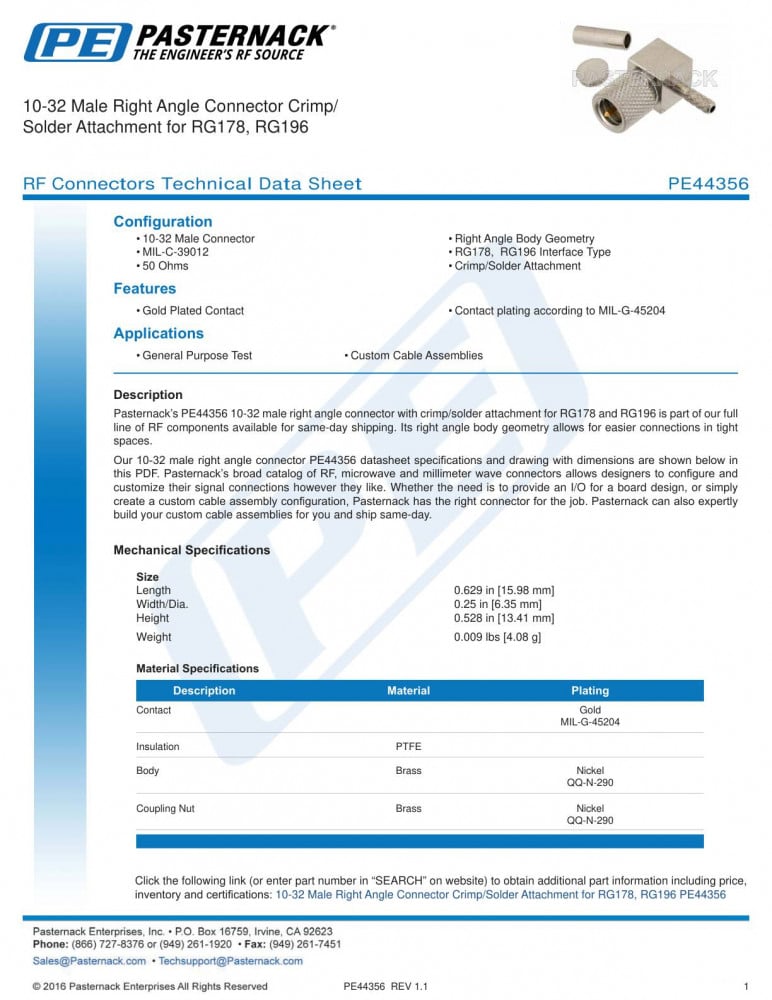 PE44356 technical document page 1