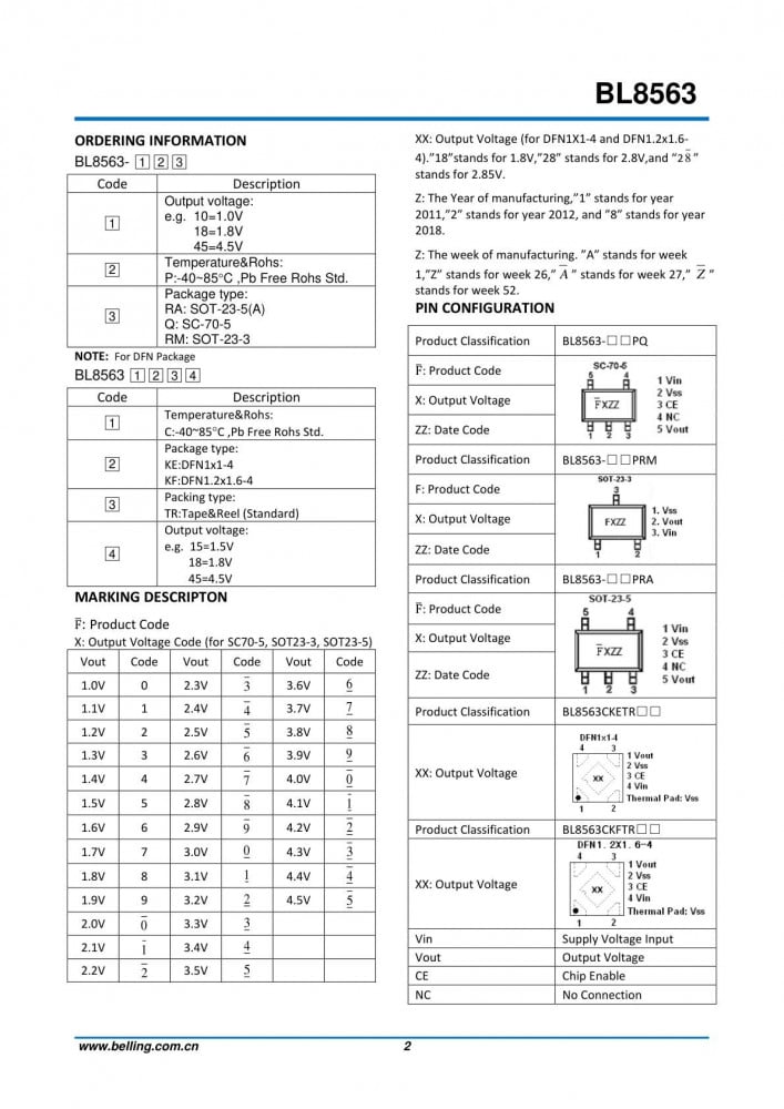 BL8563 datasheet page 2