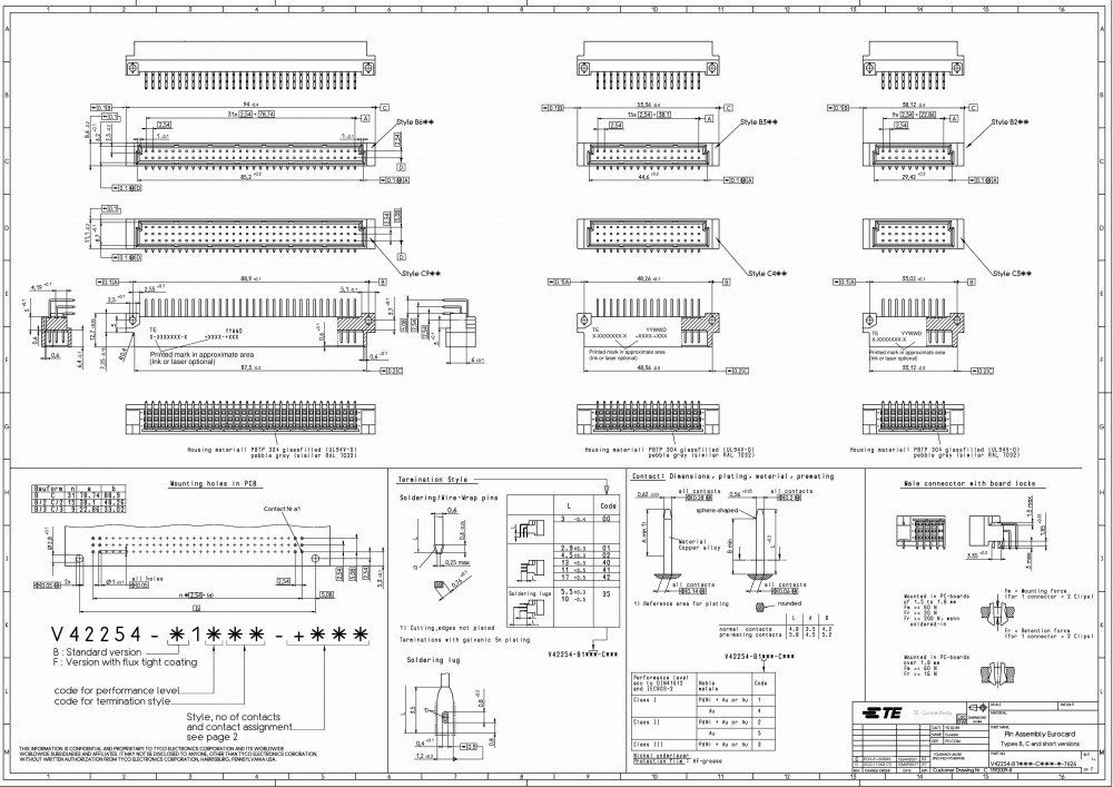 TE Connectivity V42254 product document page 1