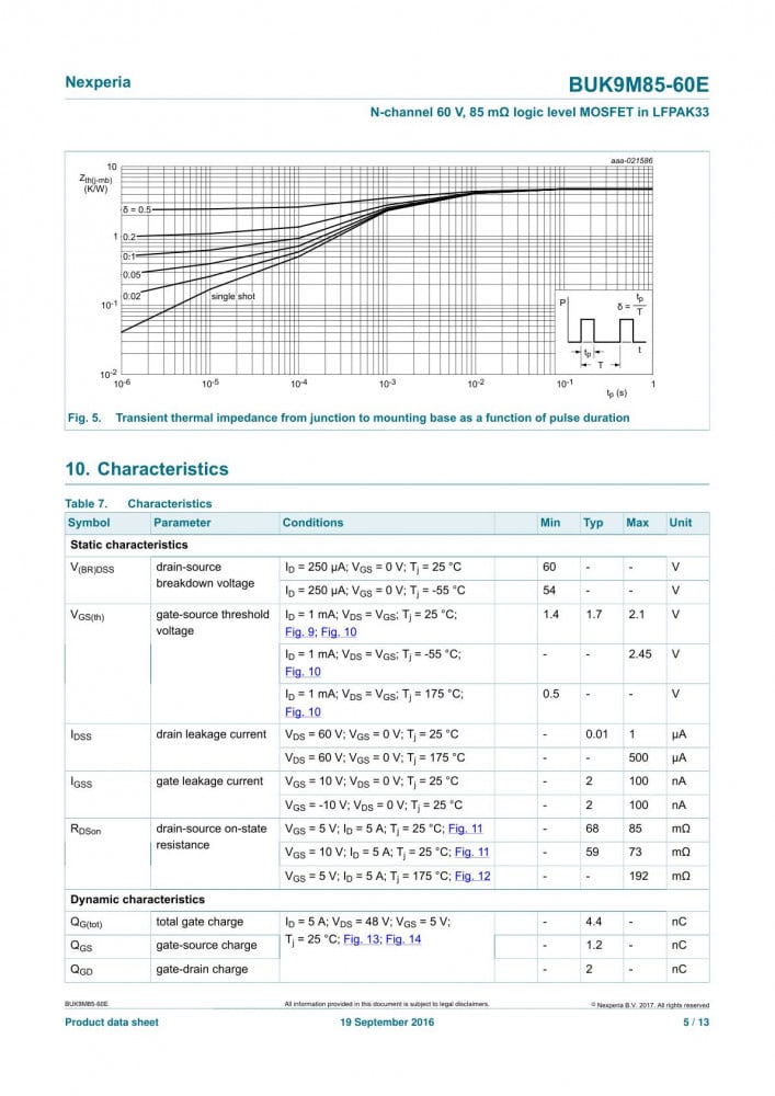 BUK9M85-60EX datasheet page 5