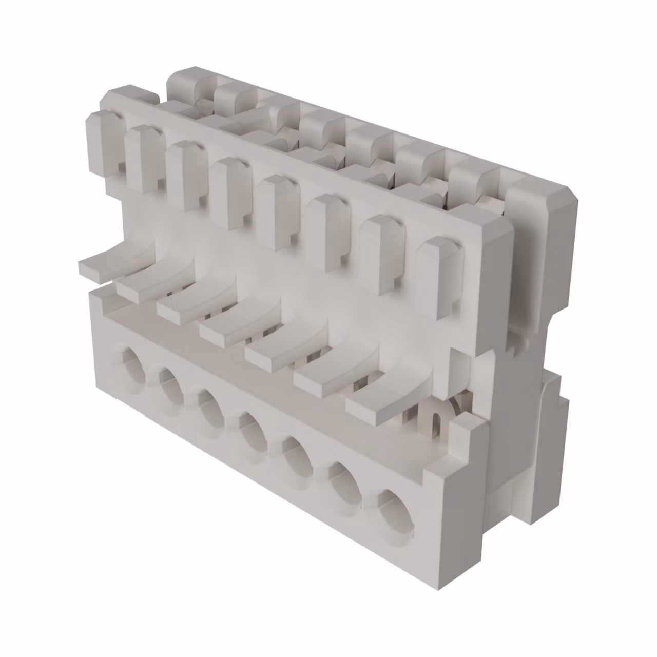 Appli-Mate RAST 2.5 Female Connector, 2.50mm Pitch, 7 Circuits, All Position Keys, Open Endwalls, Polarizing Rib Between Circuits 2 & 3, Blue Color Stripe for sale