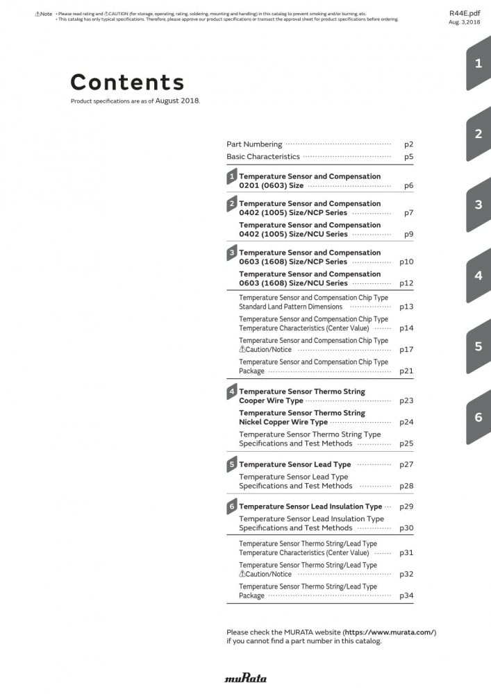 Murata NTC thermistor catalog page 3