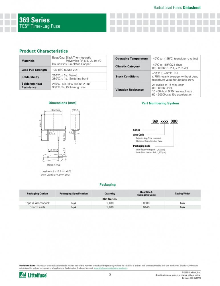 Littelfuse 369 Series datasheet page 3