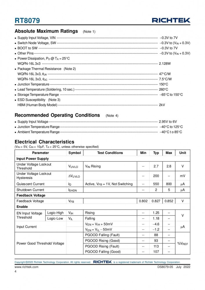 RT8079 datasheet page 4