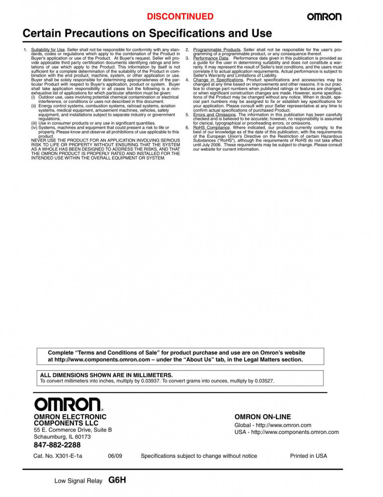 OMRON G6H datasheet page 10