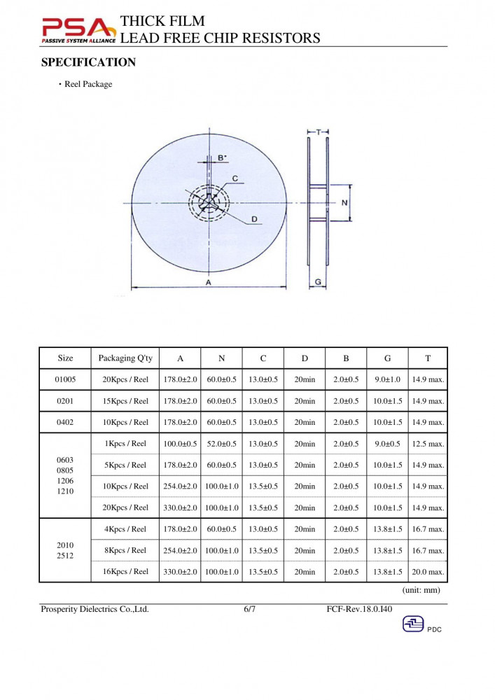 PSA FCF Series datasheet page 7