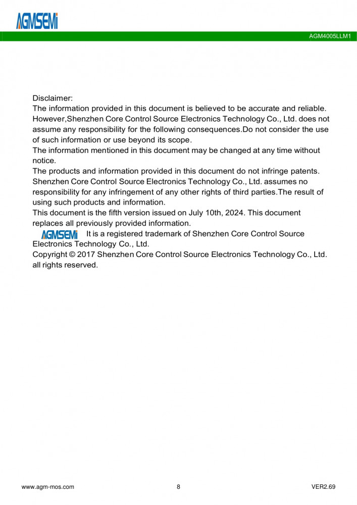 AGM4005LLM1 datasheet page 8