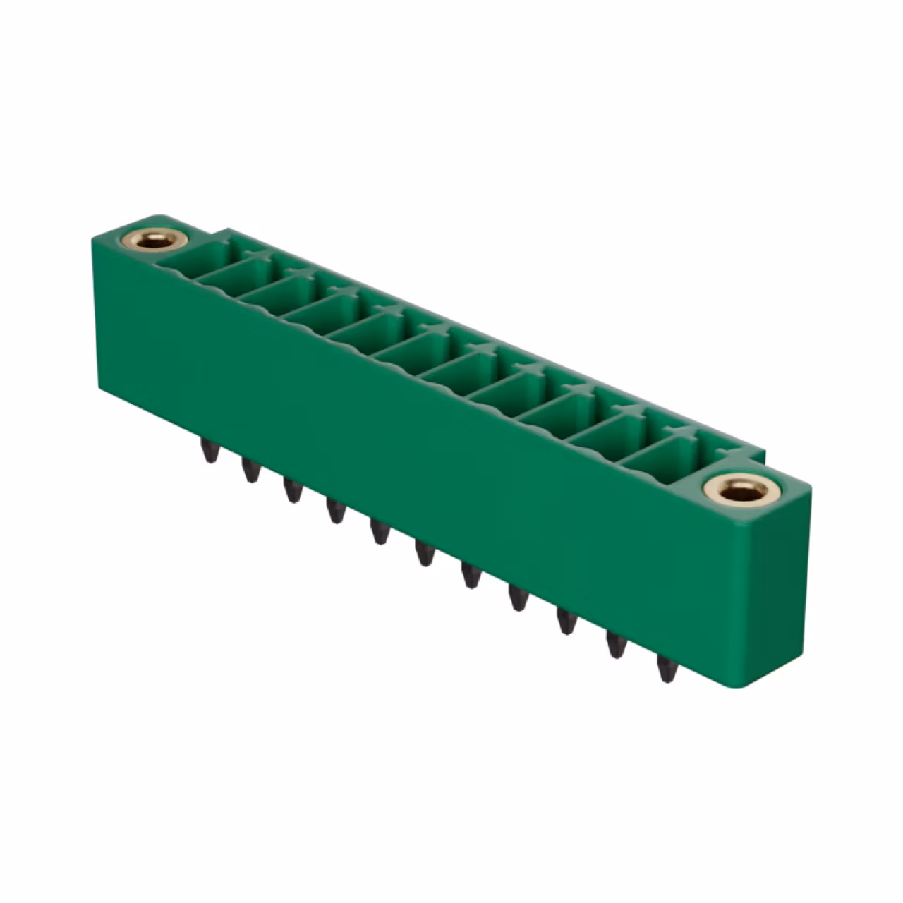3.50mm Pitch Eurostyle Vertical PCB Header, with Threaded Retention Inserts, Green Housing, 11 Circuits for sale