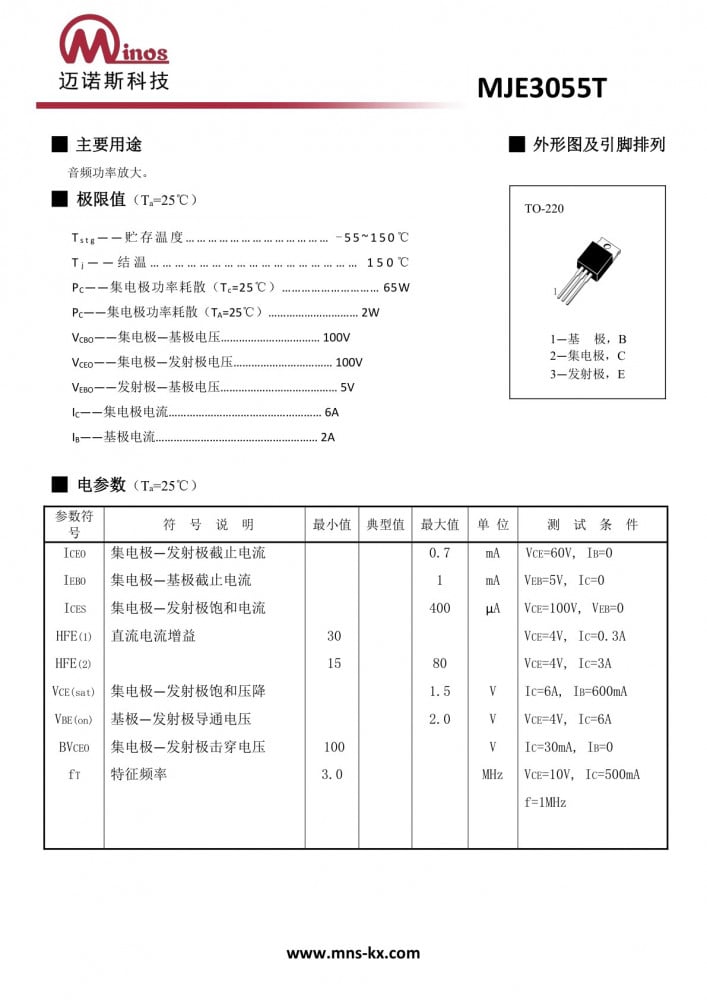MJE3055T datasheet page 1