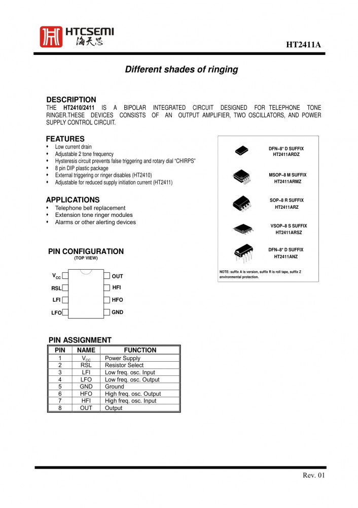 HT2411ARZ datasheet page 1