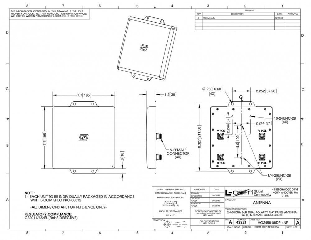 L-com HG2458-08DP-4NF technical document preview