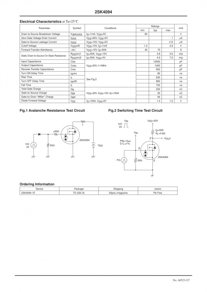 2SK4094 technical document page 2