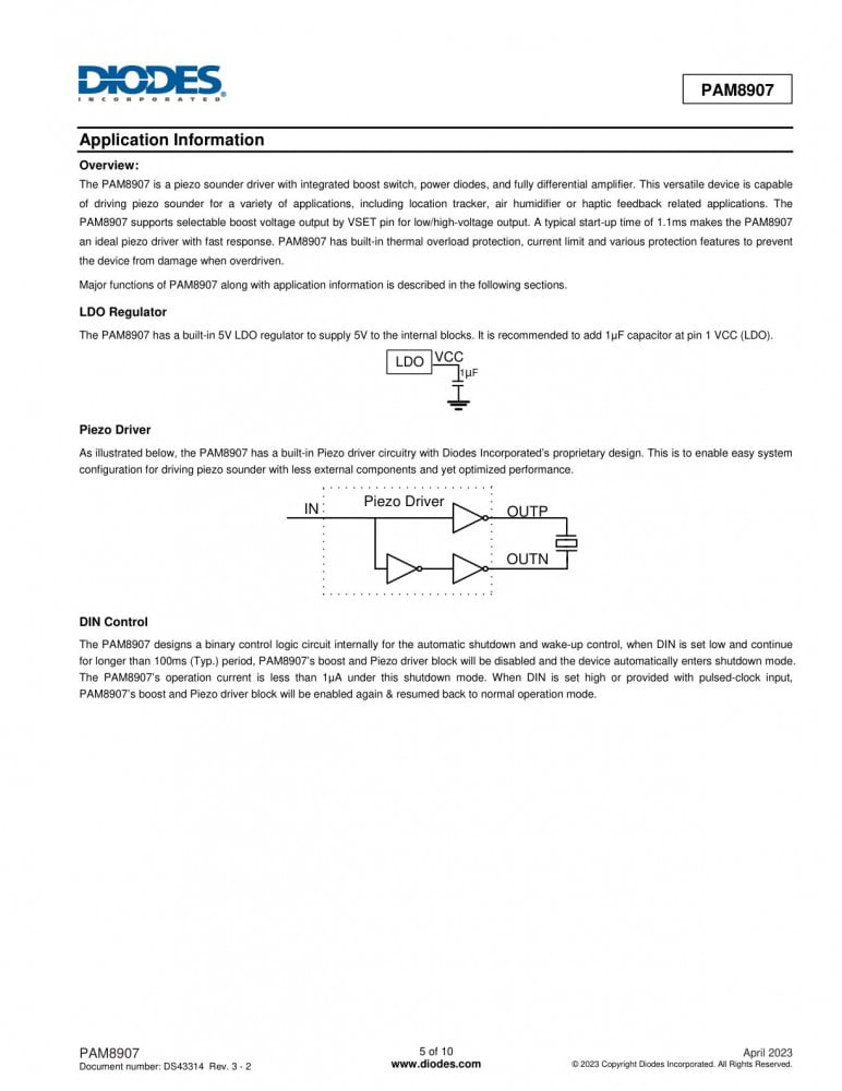 PAM8907SB10-7 technical document page 5