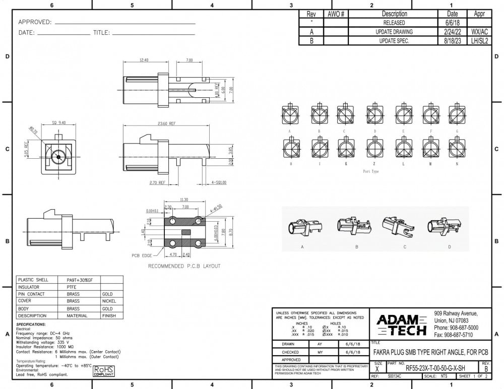 ADAM TECH RF55-23 series drawing page 1