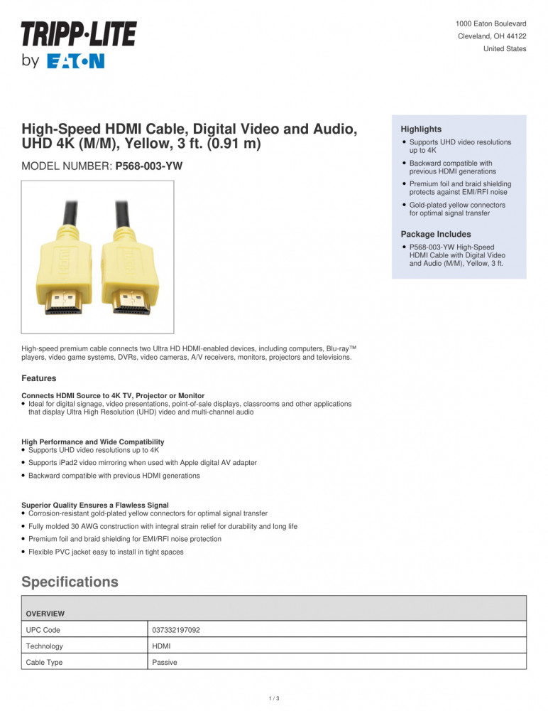 P568-003-YW technical document page 1