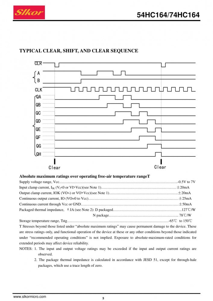 74HC164D datasheet page 3