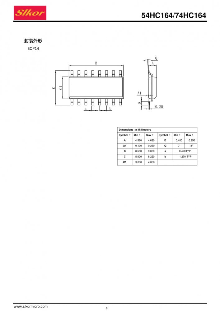 74HC164D datasheet page 8