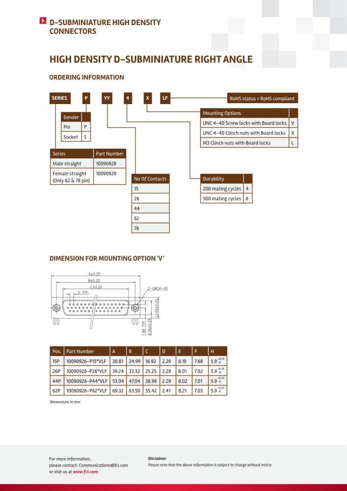 Amphenol high-density D-sub documentation page 5