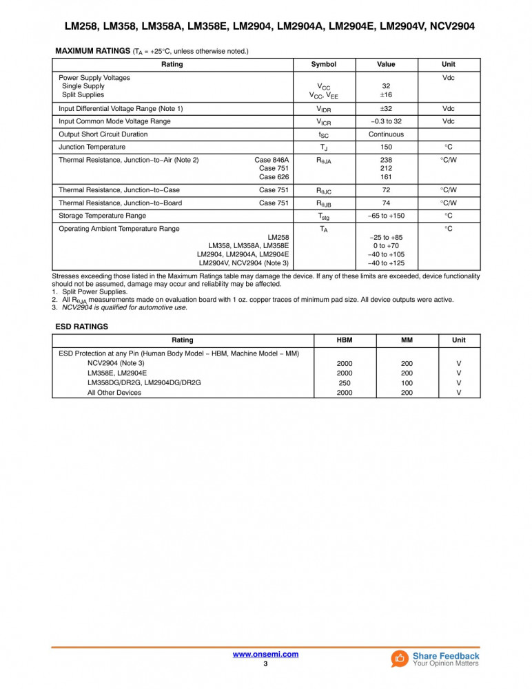 LM2904 datasheet page 3
