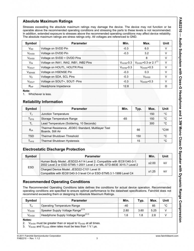 FAB2210 datasheet page 3