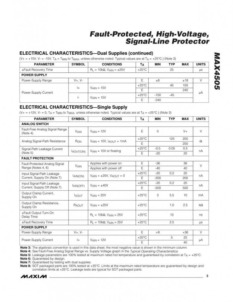 MAX4505 datasheet page 3
