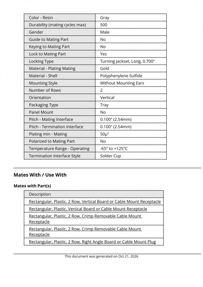 WTA60SACJTL technical document page 2