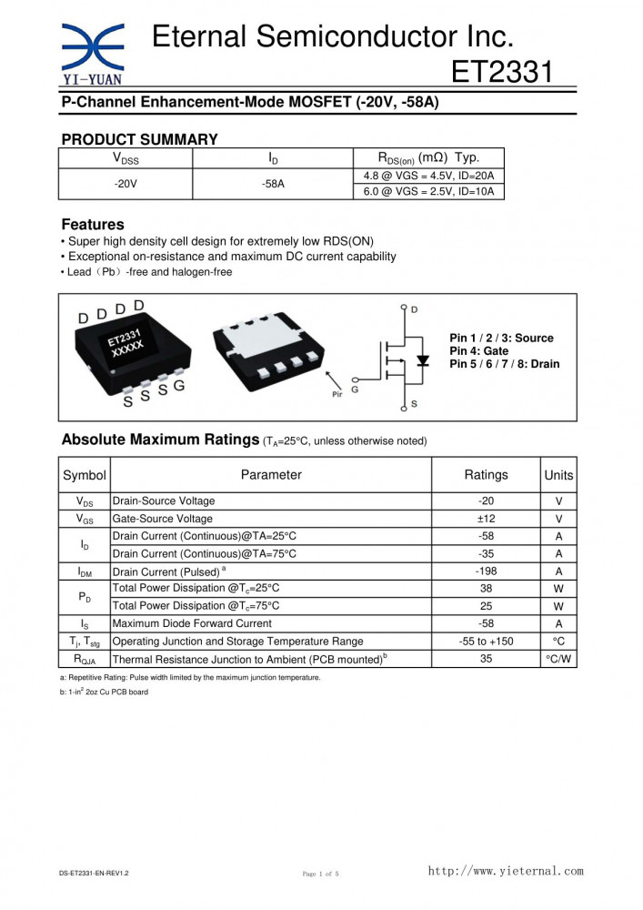 ET2331 datasheet page 1