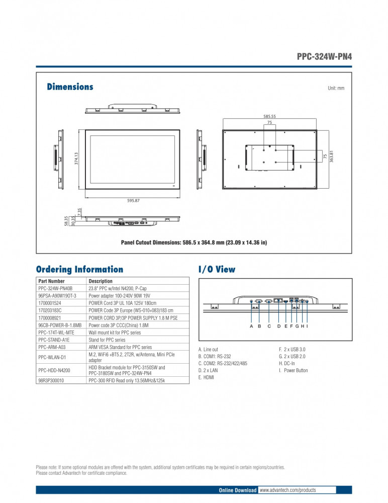 PPC-324W-PN4 technical document page 2