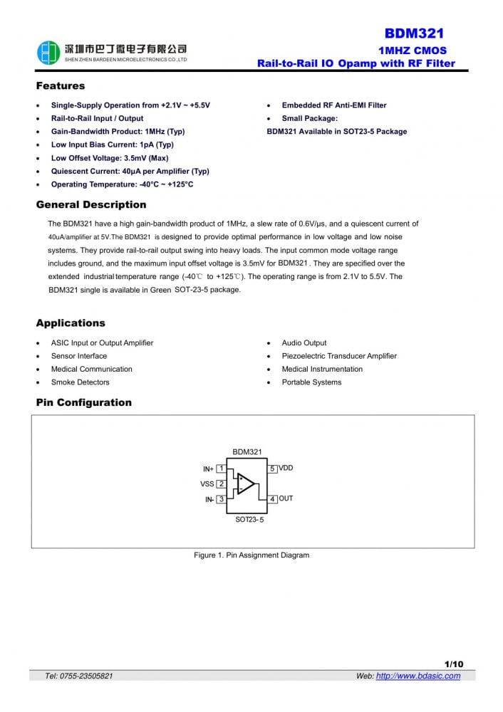 BDM321 datasheet page 1