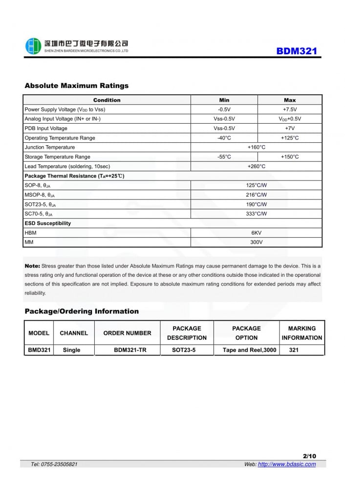 BDM321 datasheet page 2