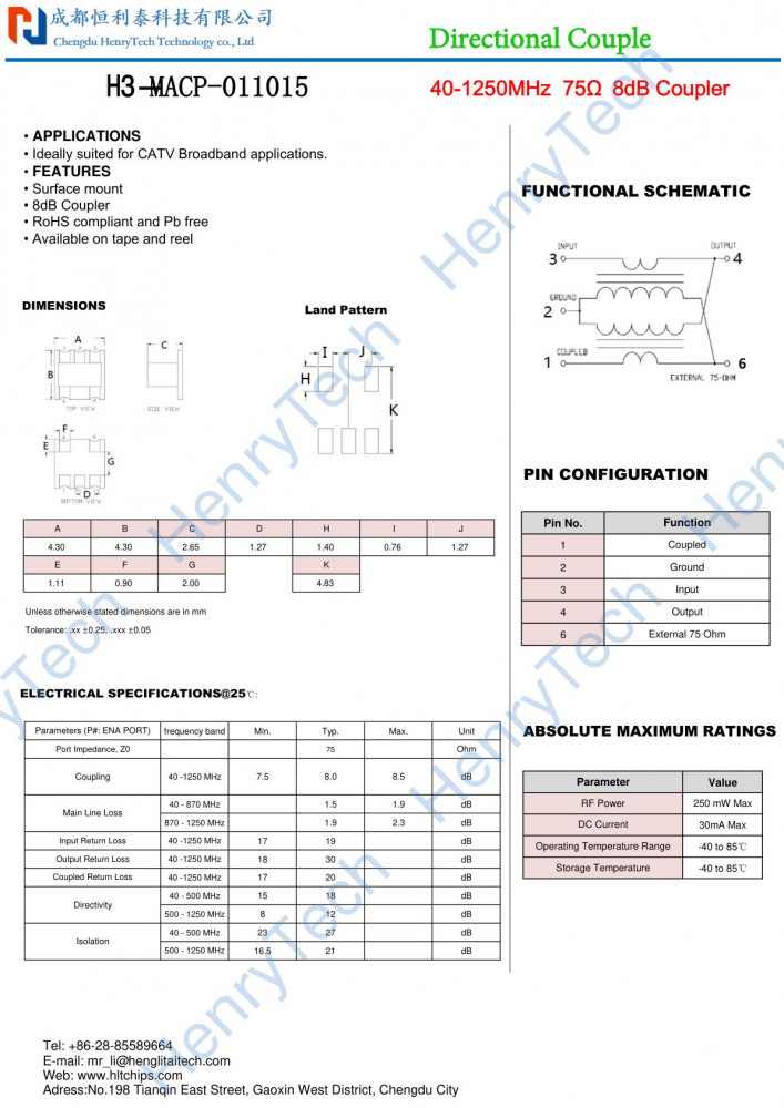 H3-MACP-011015 technical documentation page 1