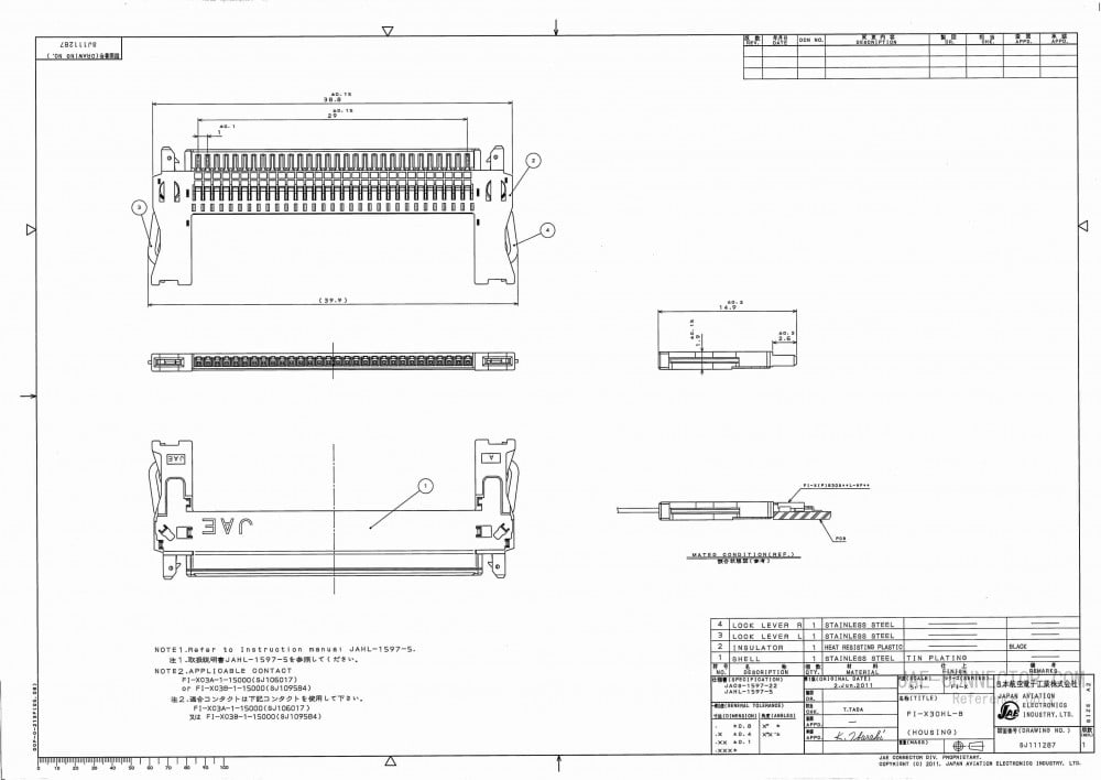 JAE FI-X30HL-B housing drawing