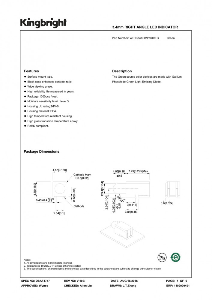 WP138A8QMP/GD/TG datasheet page 1