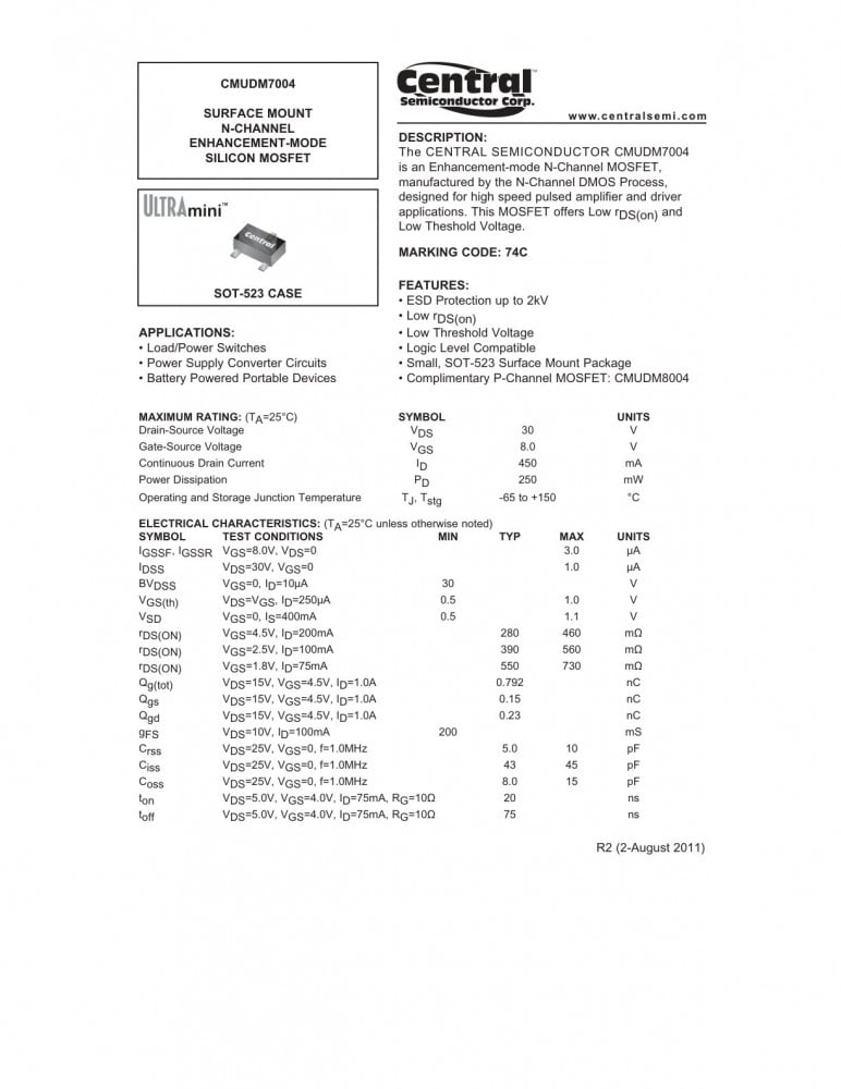 CMUDM7004 technical document page 1