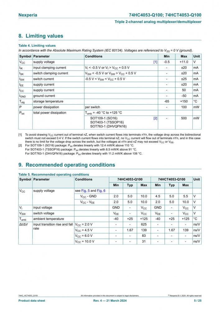 74HC4053PW-Q100 datasheet page 5