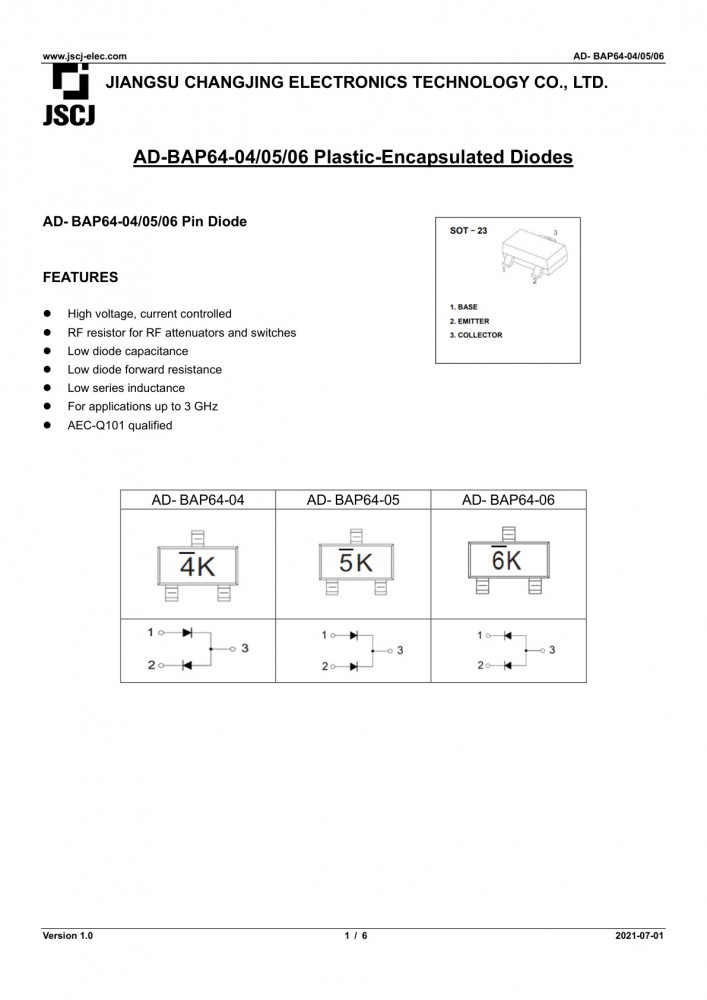 AD-BAP64-05 datasheet page 1