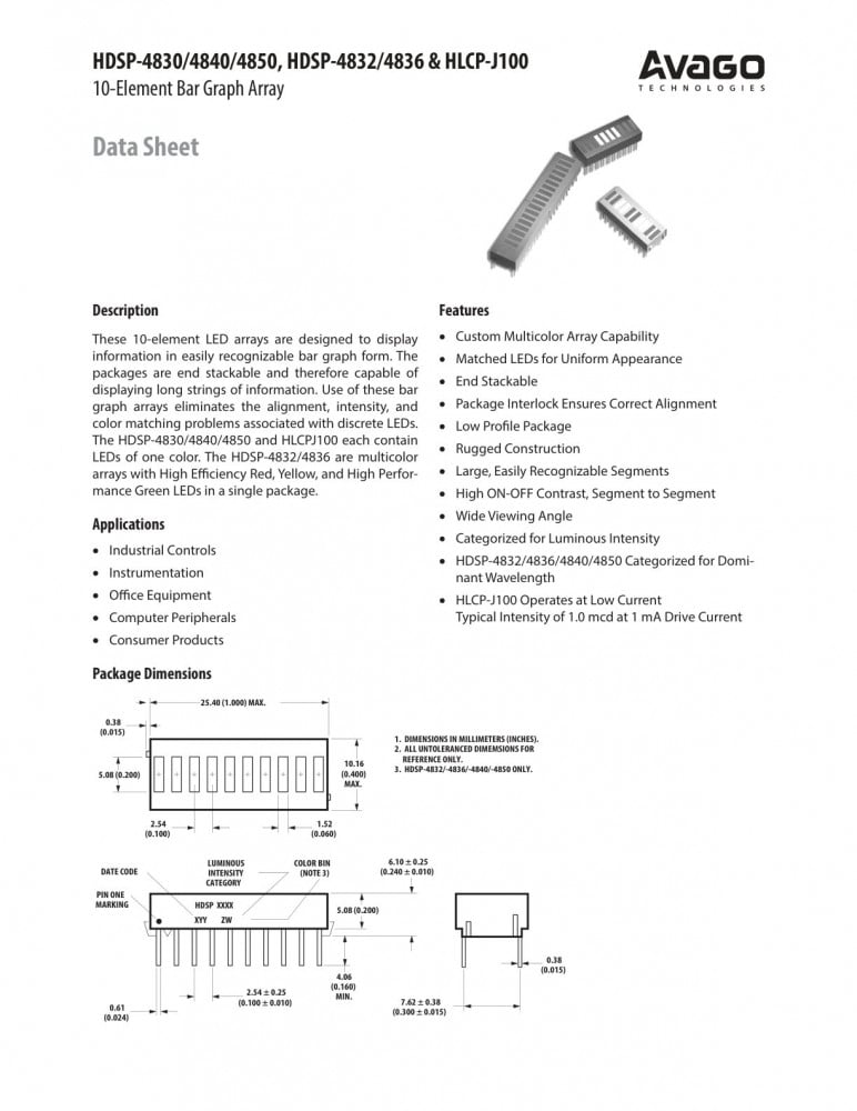 HDSP-4830 datasheet page 1