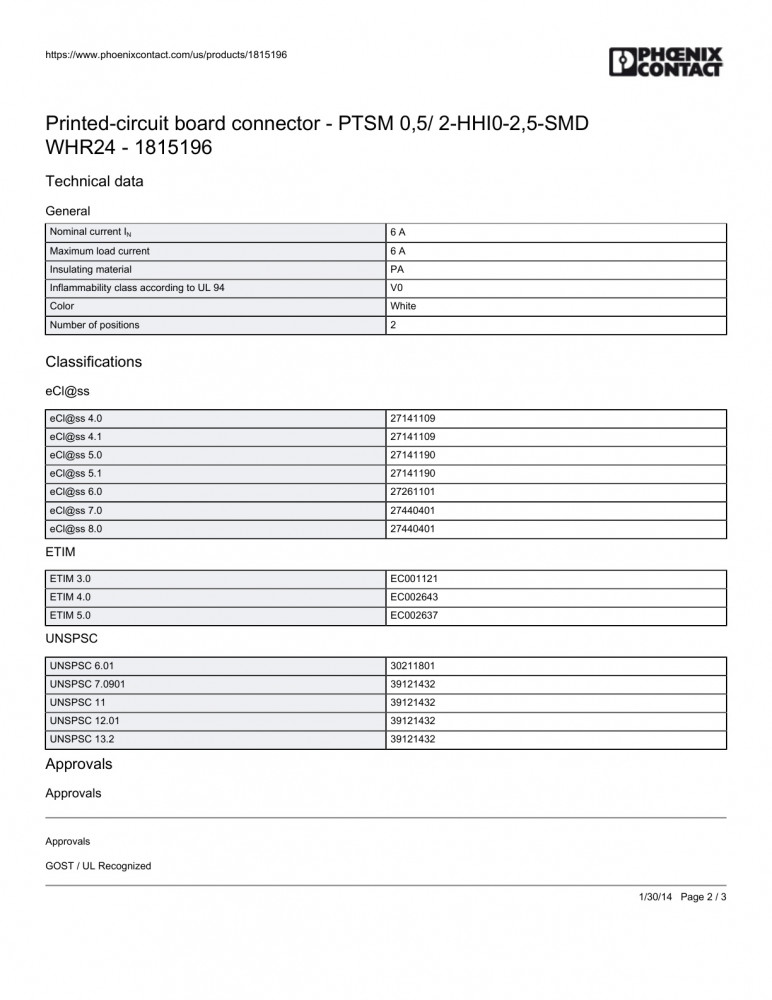 Phoenix Contact 1815196 technical data