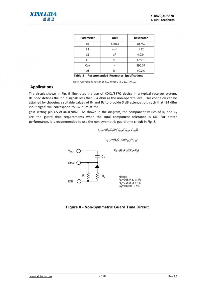 XD8870 datasheet page 9